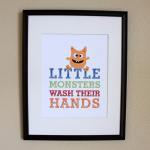 Little Monsters Wash Their Hands Art Print, 8x10, Boy on Luulla