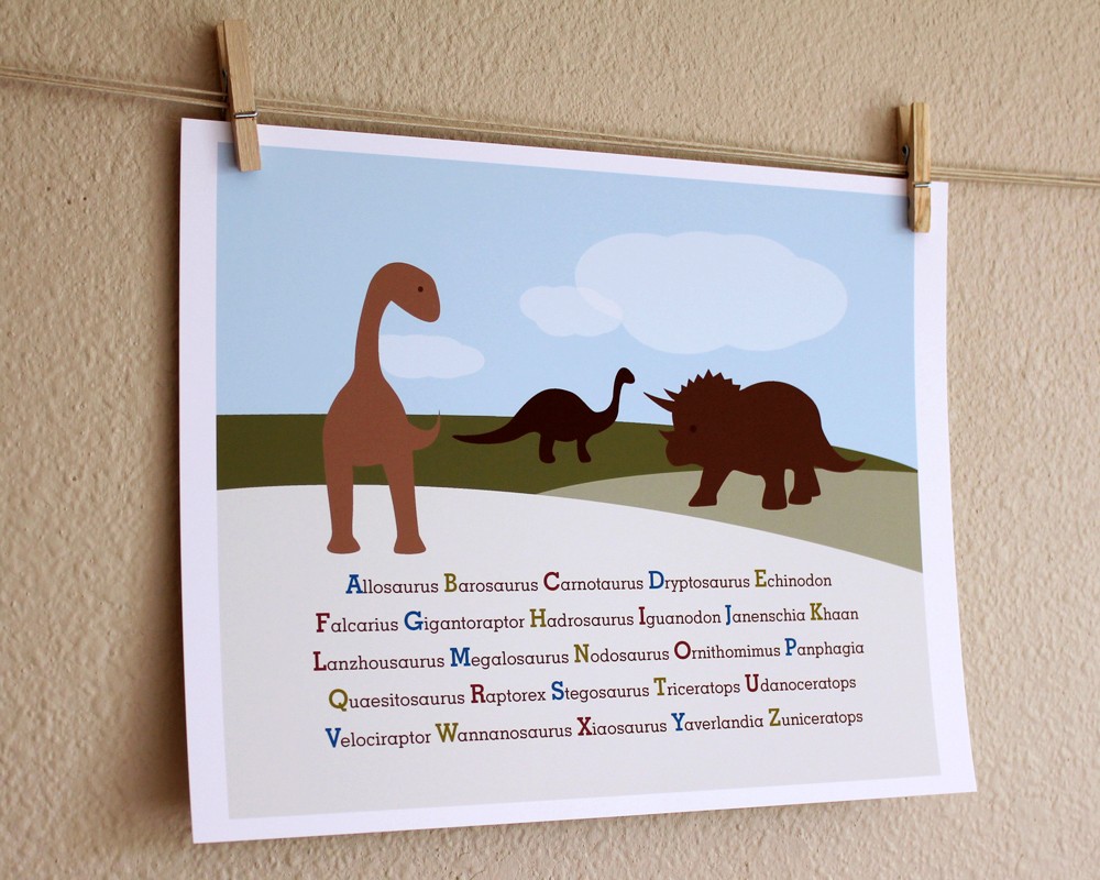 Brown Dinosaurs Abcs, 8x10 on Luulla